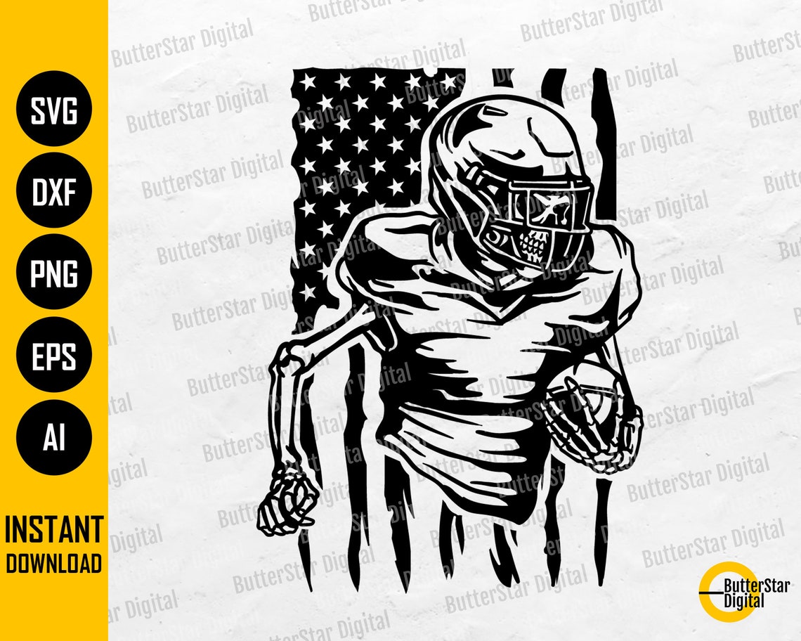 American Football Skeleton SVG | US Football Player T-shirt Decal ...