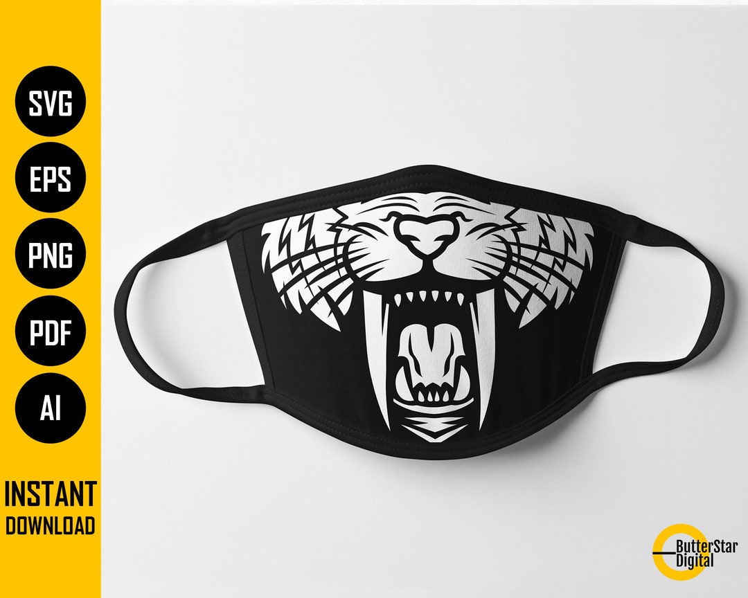 Sabertooth Tiger Face Mask SVG | Saber-toothed Facemask | Smilodon ...