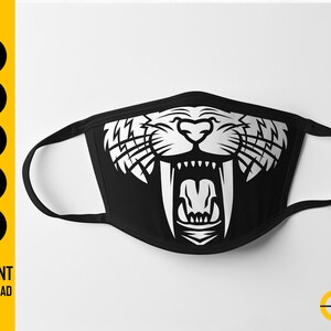 Sabertooth Tiger Face Mask SVG | Saber-toothed Facemask | Smilodon ...