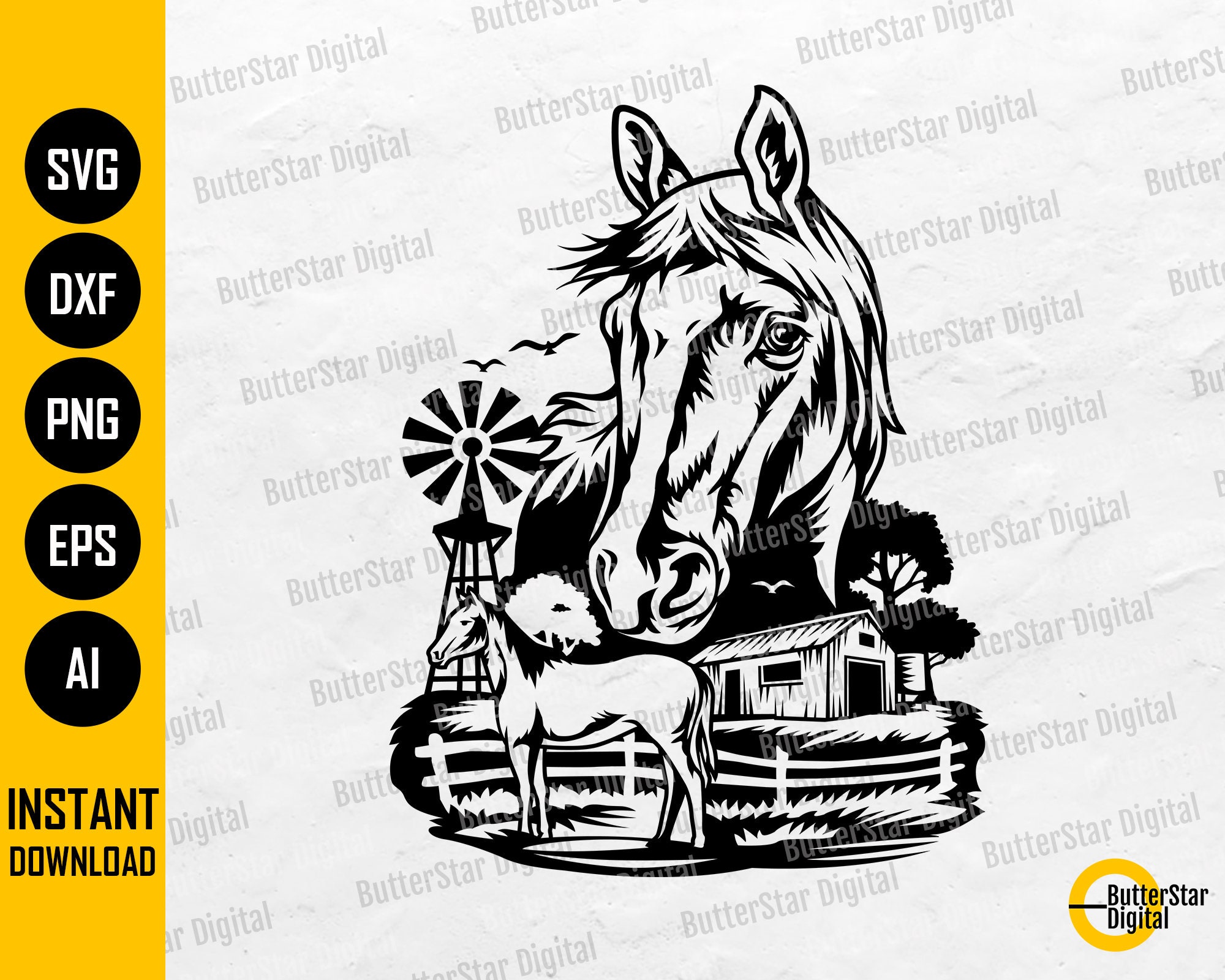 Horse Ranch SVG Horses SVG Farm Animal Shirt Decal Wall - Etsy