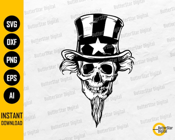 Skull Uncle Sam SVG Patriotic SVG USA T-shirt Tattoo Logo | Etsy