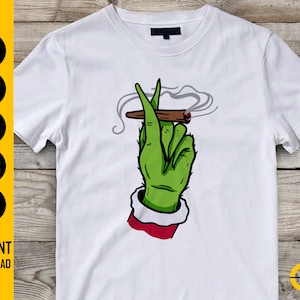 Grinch Hand Smoking Cannabis Blunt SVG Christmas Weed Smoke Marijuana ...