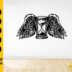Hourglass With Wings SVG | Time Flies SVG | Hour Glass T-shirt Tattoo ...