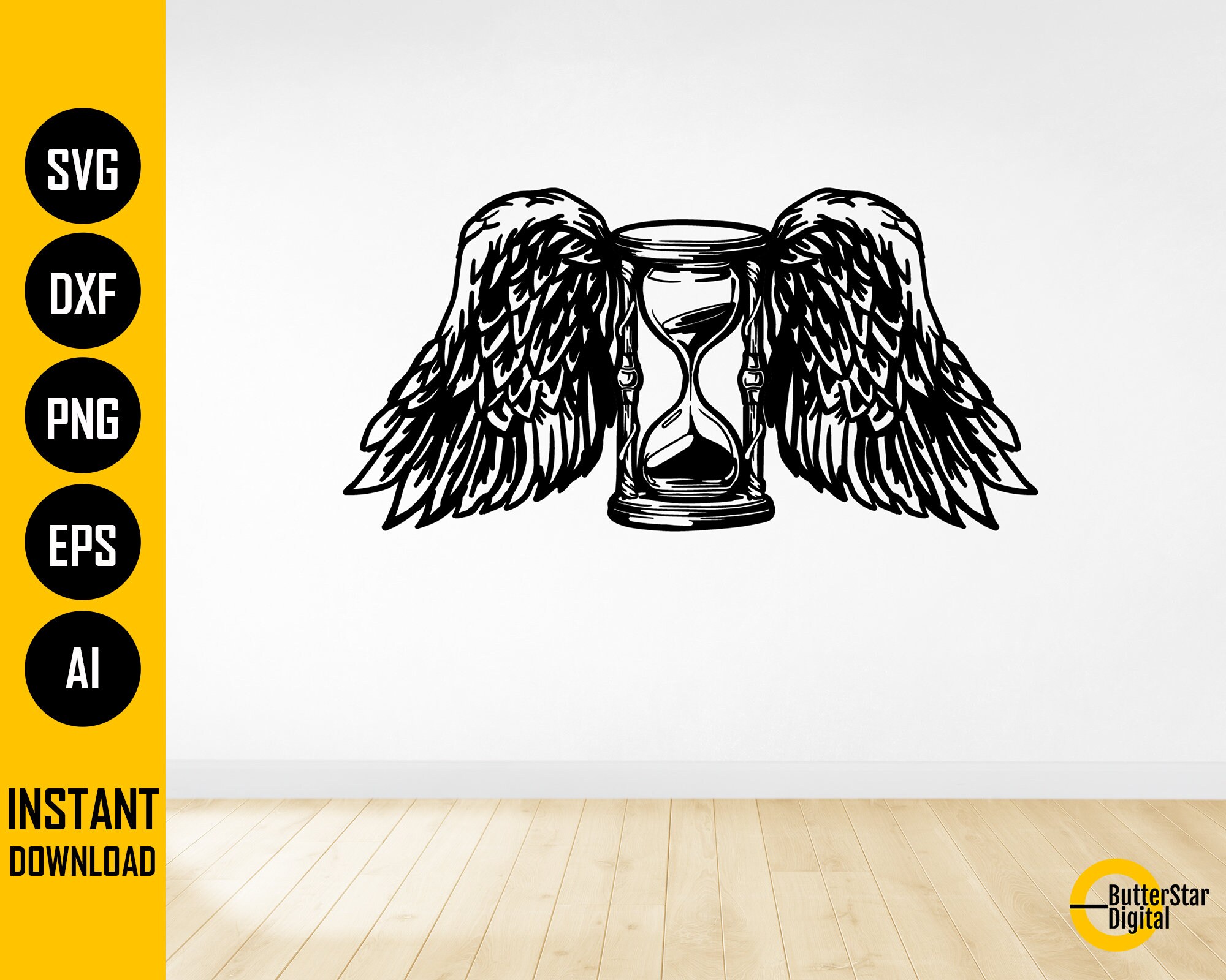 Hourglass With Wings SVG | Time Flies SVG | Hour Glass T-shirt Tattoo ...