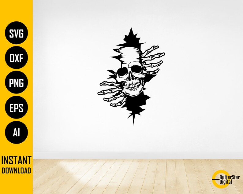 Skeleton in the Wall SVG Surprise Skull SVG Gothic Decal - Etsy
