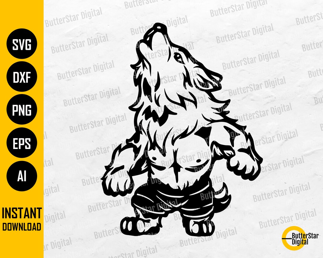 Cute Howling Wolf Man SVG | Werewolf SVG | Monster T-shirt Decals ...