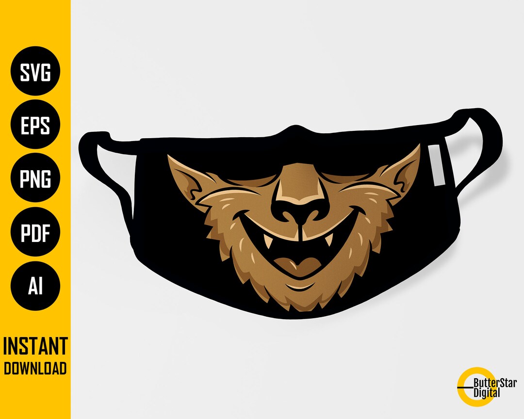 Werewolf Face Mask SVG | Wolf Man Facemask | Halloween Monster Mouth ...