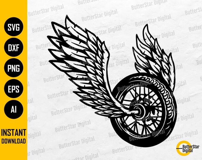 Winged Bike Svg, Motorbyke Png, Motorbike With Wings Svg, Motorcycle ...