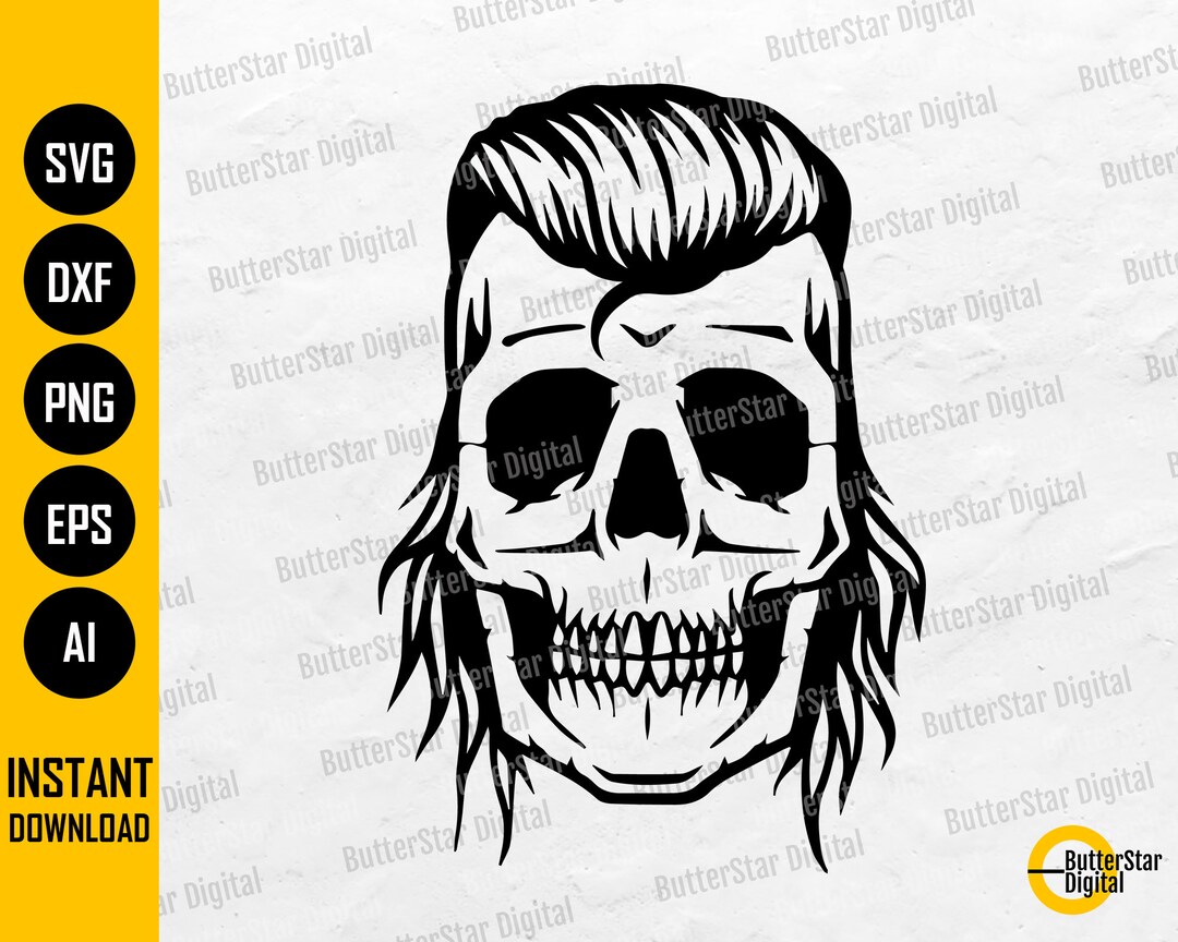 Skull Mullet SVG | Funny Skull T-shirt Decals Stencil Graphics | Cricut ...