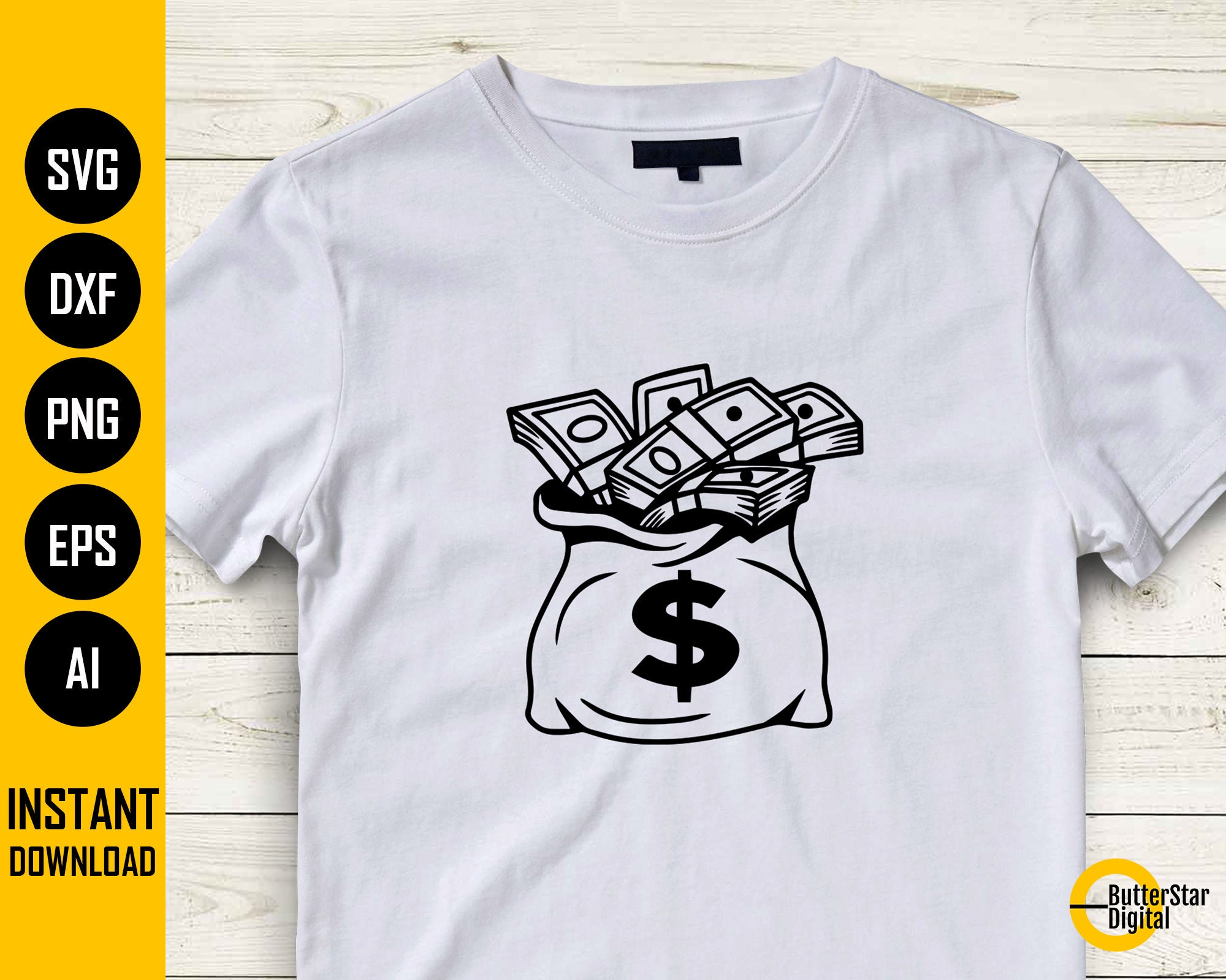Money Bag With Dollar Sign SVG Cash SVG Currency SVG - Etsy UK