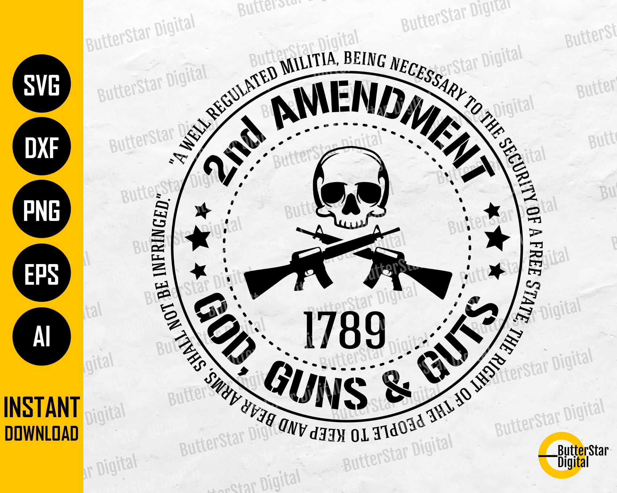 2nd Amendment SVG | God Guns and Guts SVG | 1789 SVG | Militia Shall ...