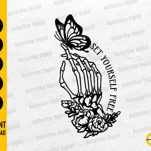 Set Yourself Free SVG | Boho SVG | Hippie SVG | Skeleton Decal T-shirt ...