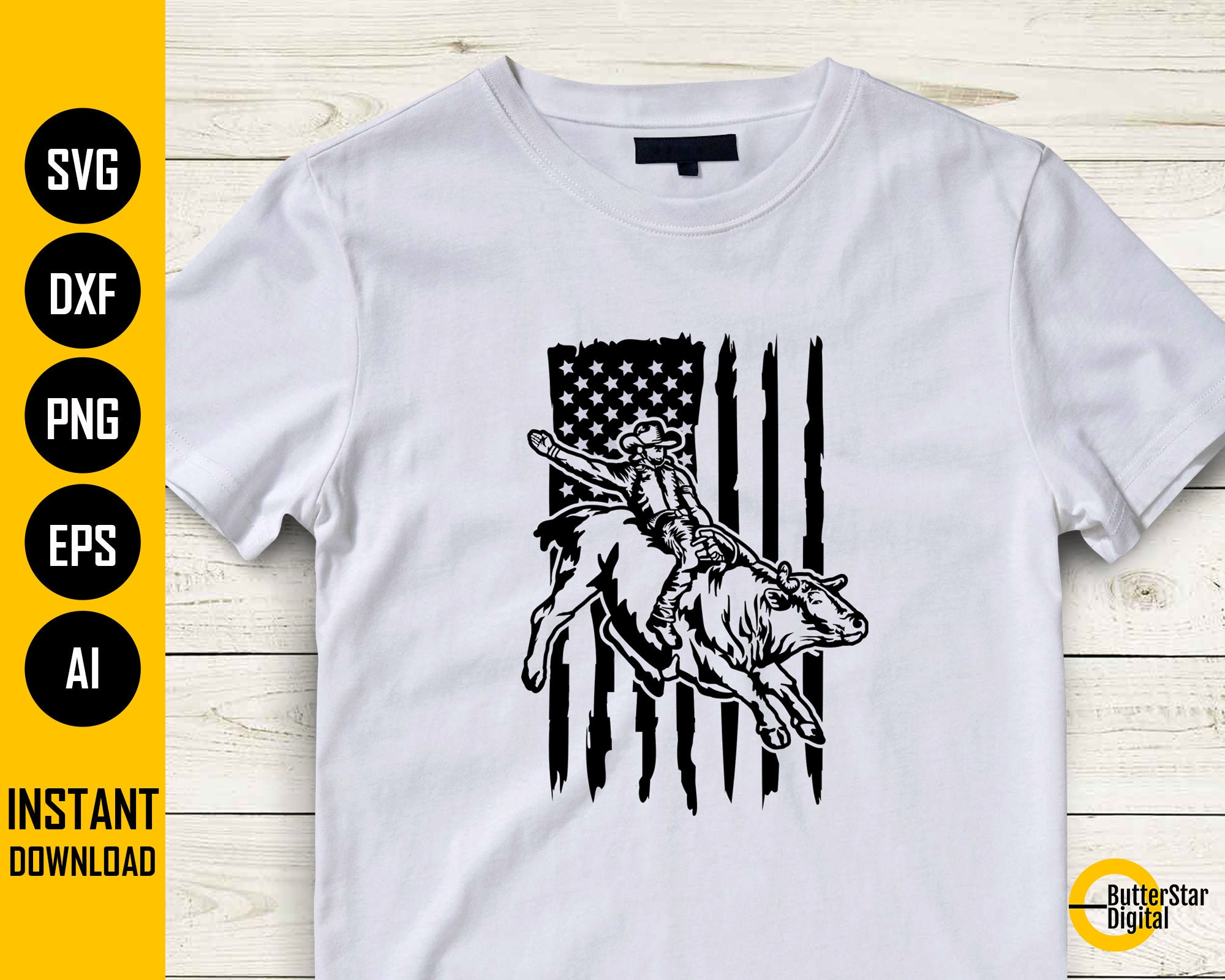 US Rodeo SVG American Bull Rider Svg USA Flag Cowboy - Etsy