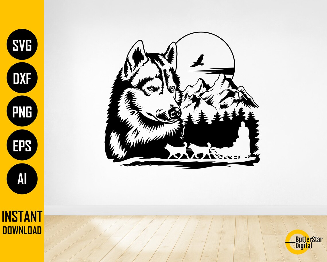 Sled Dogs SVG | Snow Mountains SVG | Pet Animal T-shirt Decal Graphic ...