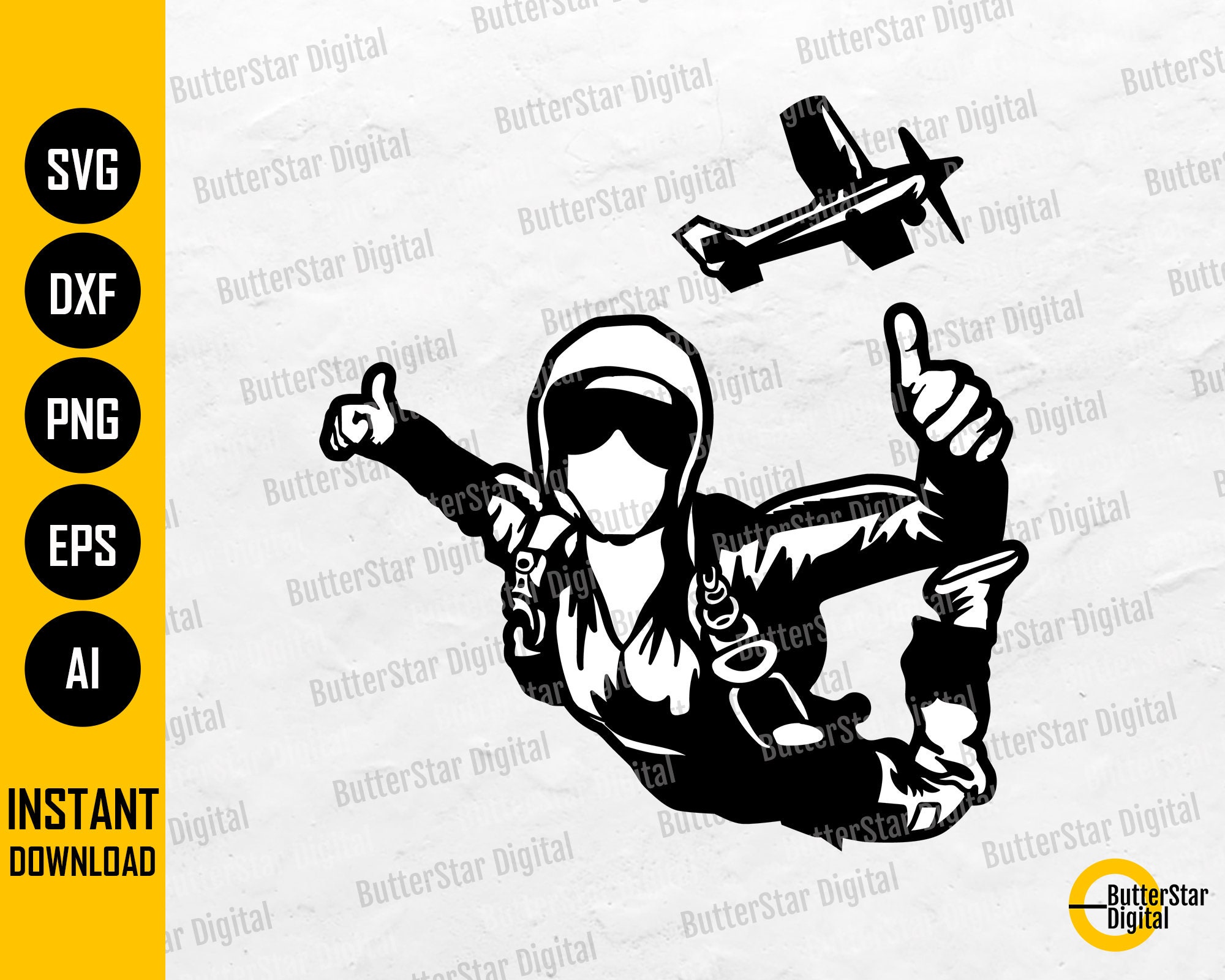 Sky Dive SVG | 2 Thumbs up SVG | Extreme Sport Adrenaline Heights ...