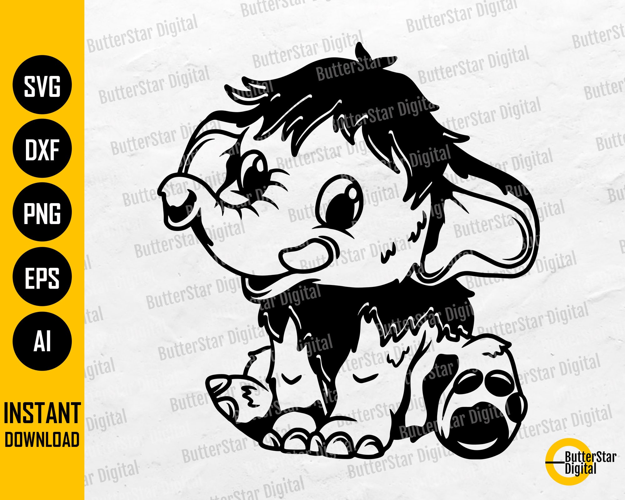 Lindo bebé mamut lanudo SVG / Mastadon SVG / Ice Age SVG / Winter Svg ...