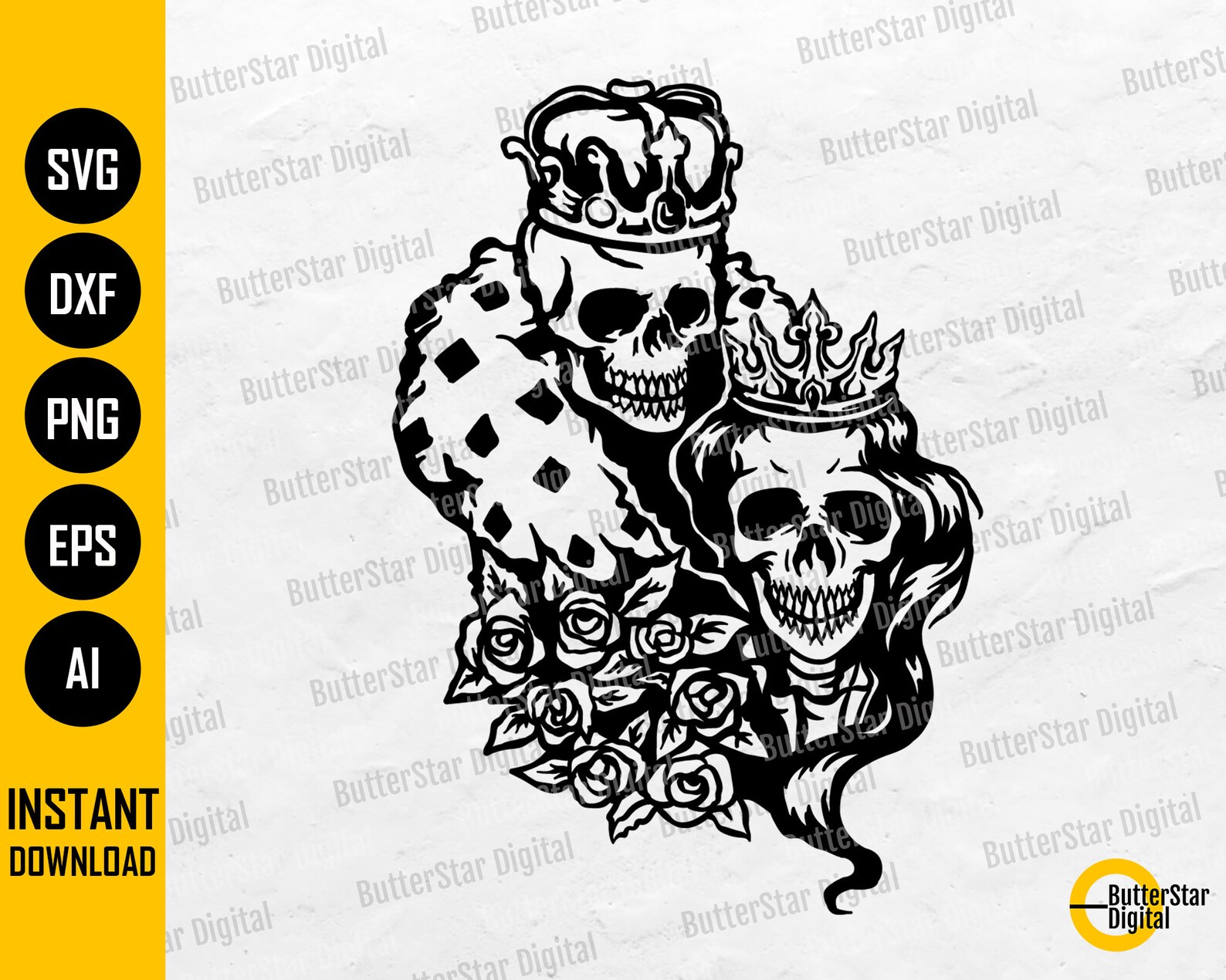 Skull King & Queen SVG Dead Skeleton Love SVG Gothic Decal - Etsy
