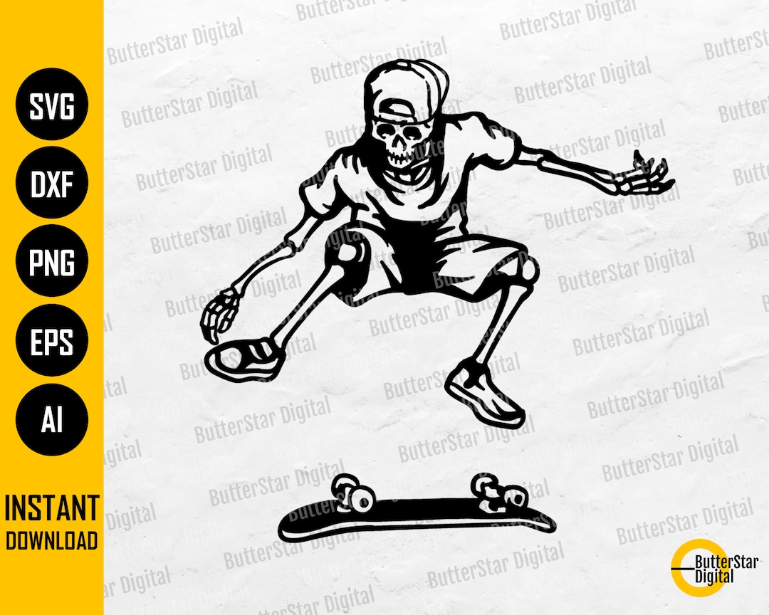 Skeleton Kickflip SVG | Kick Flip SVG | Skateboard T-shirt Decal ...