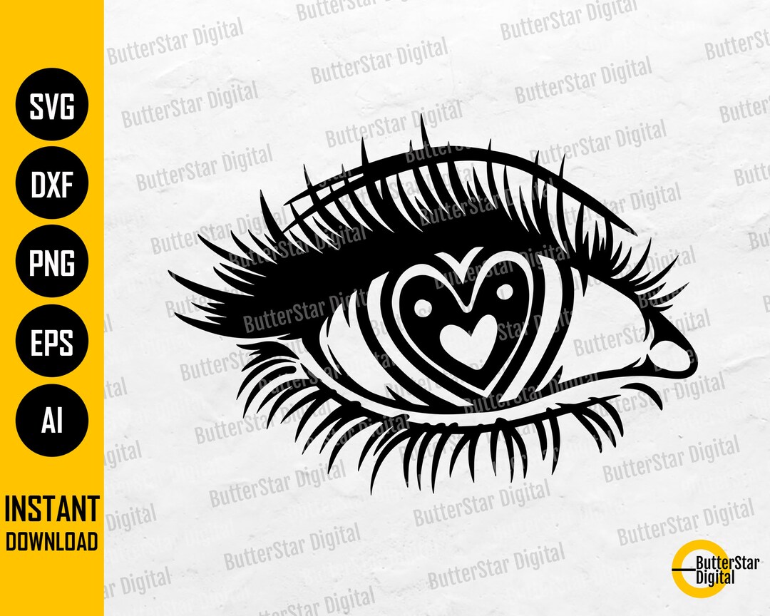 Heart Eyeball SVG | Woman Eyes SVG | Eyelashes SVG | Cricut Cutting ...