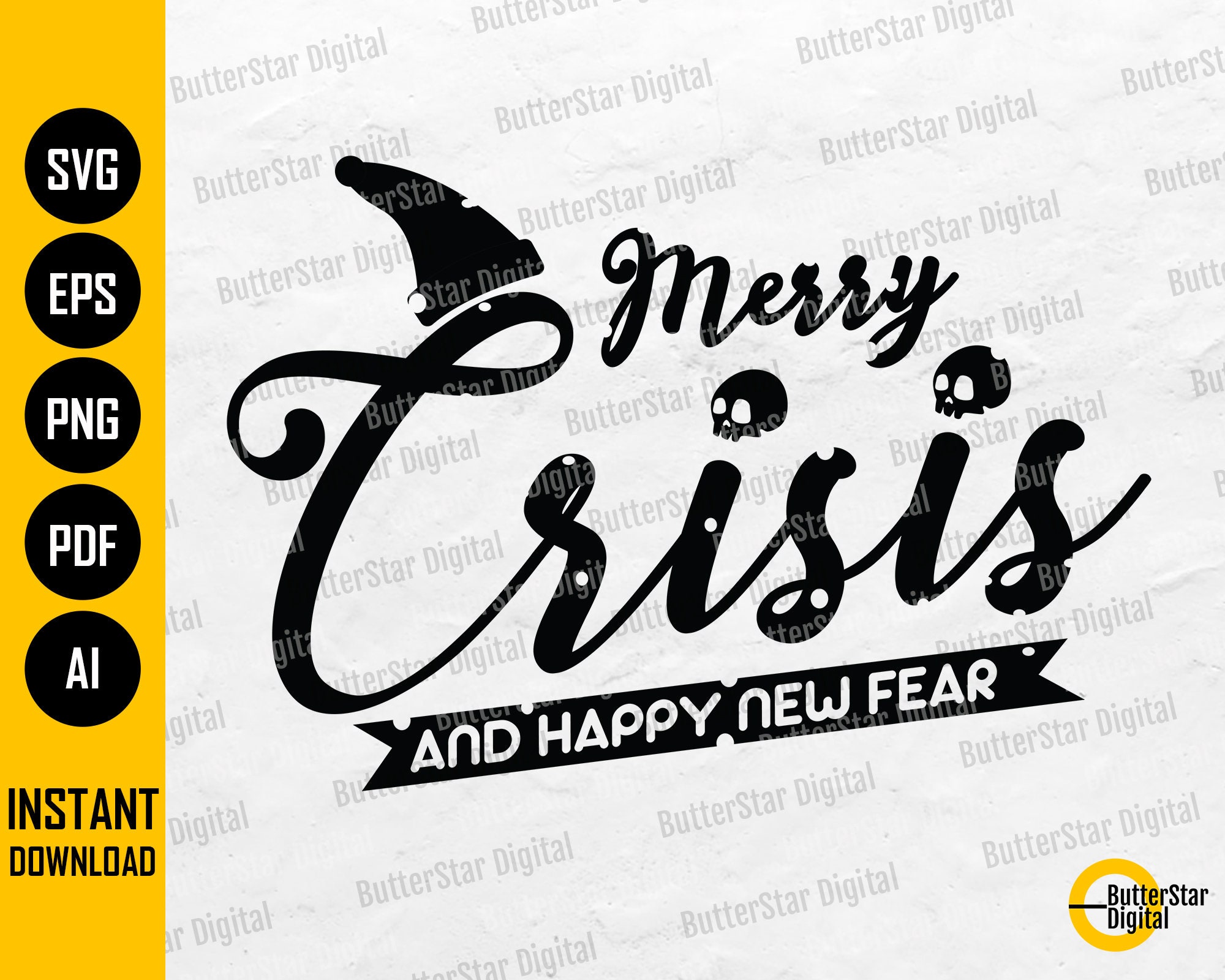 Merry Crisis and A Happy New Fear SVG Funny Merry Christmas - Etsy Canada