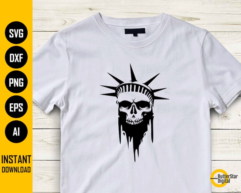 Dripping Statue of Liberty Skull SVG | New York SVG | America T-shirt ...