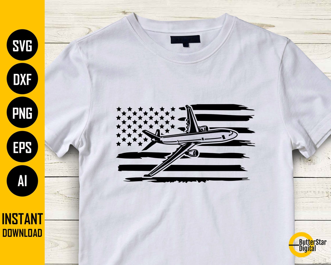 American Airplane SVG USA Flag Aircraft T-shirt Decals Gift - Etsy