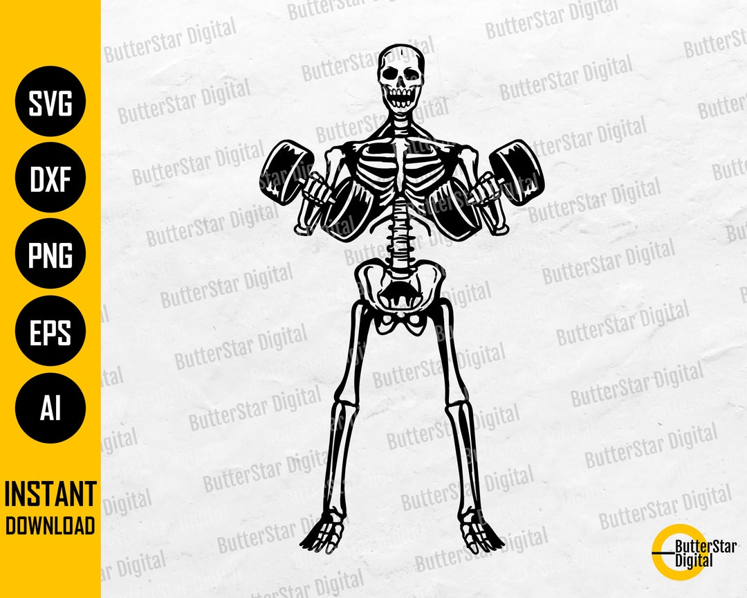 Skeleton Lifting Weights SVG | Workout Exercise Crossfit Fitness Fit ...