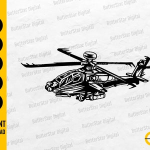 Apache Helicopter SVG | Military Vinyl Stencil Graphics | Cricut Cutting File Silhouette ...