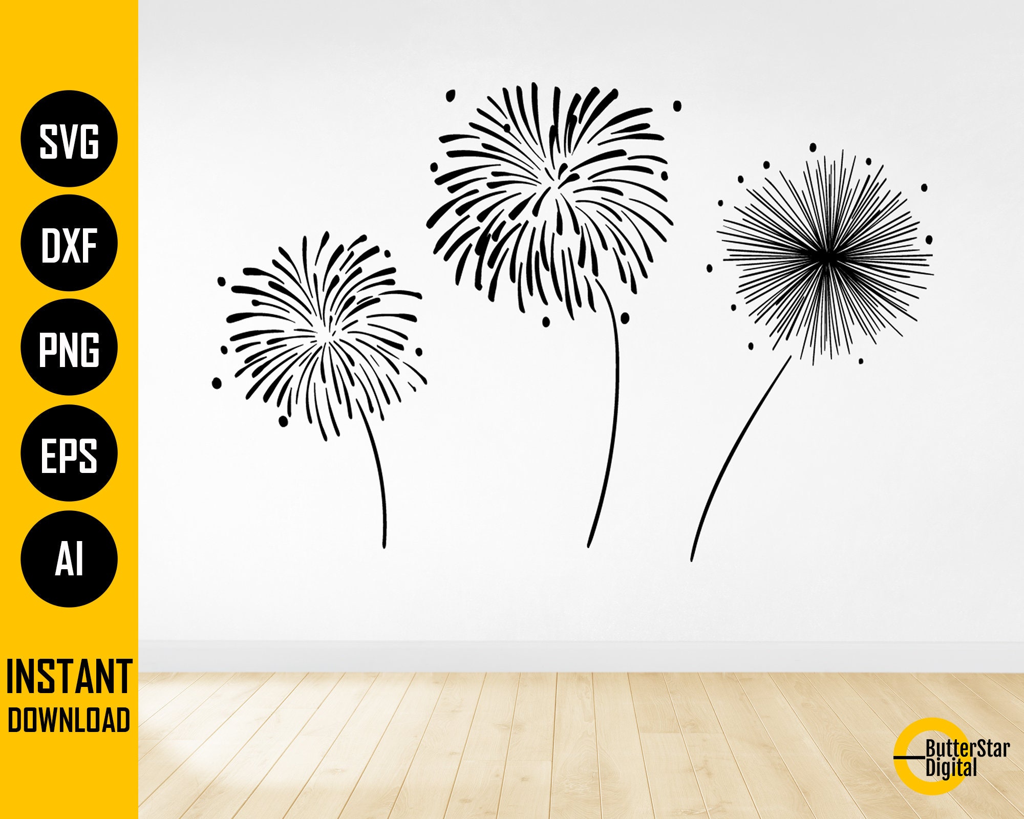 Fireworks SVG Celebration SVG Wall Art Decal Vinyl Decor - Etsy