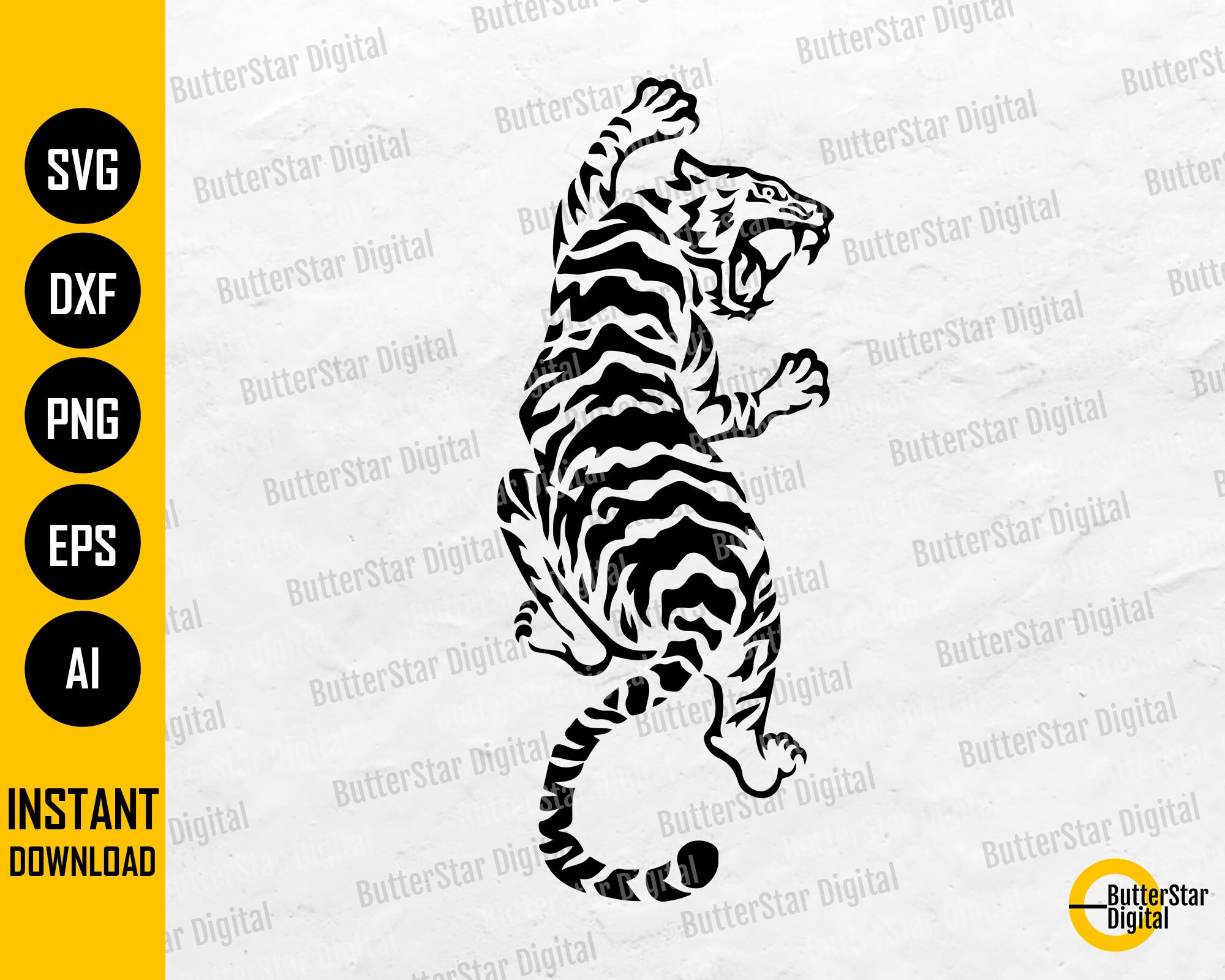Full Body Tiger SVG Tigress SVG Animal Vinyl Decal Wall | Etsy