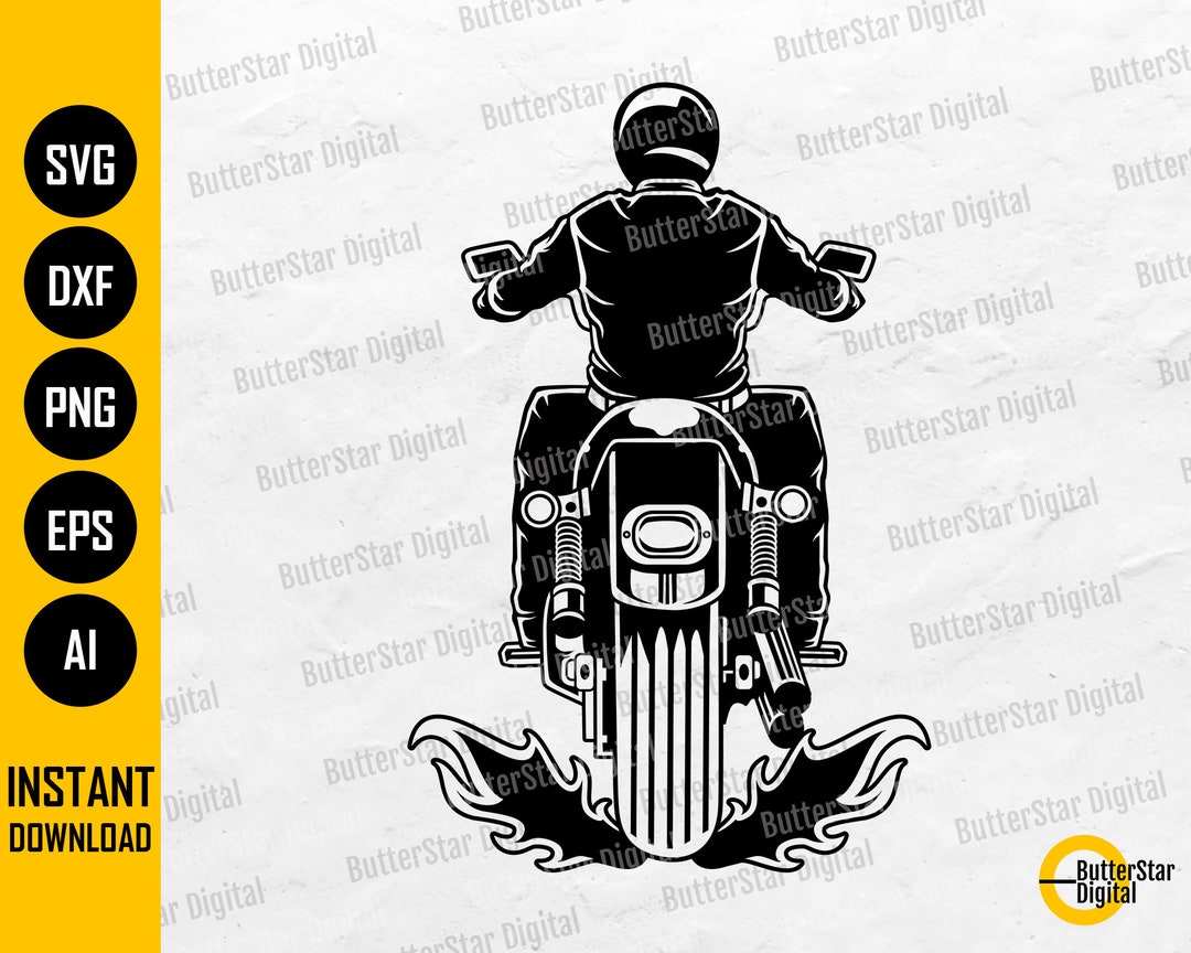 Back View Biker SVG | Motorcycle Riding SVG | Road Trip Ride Hog ...