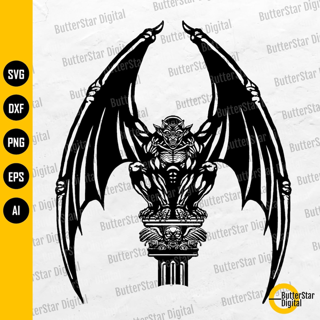 Gargoyle SVG | Demon SVG | Gothic New York City Monster Sculpture Wall ...