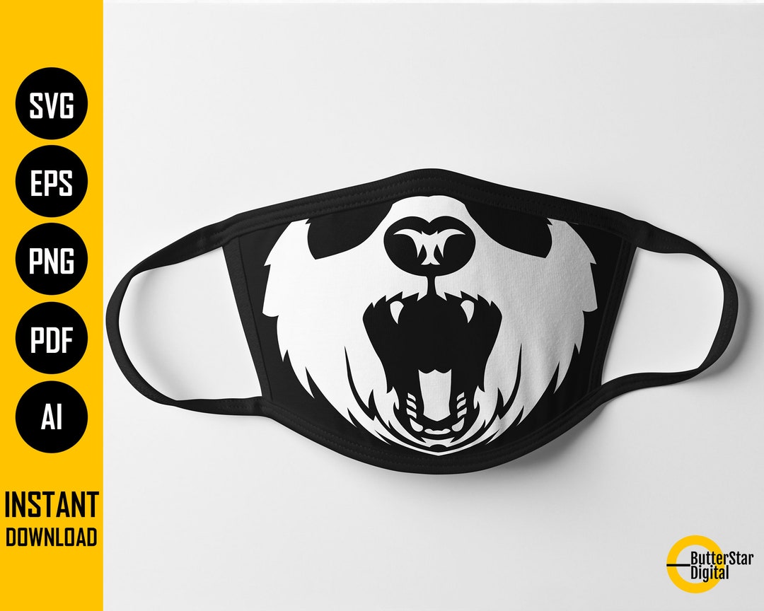 Angry Panda Face Mask SVG | Giant Bear Facemask | Fluffy Animal Mask ...