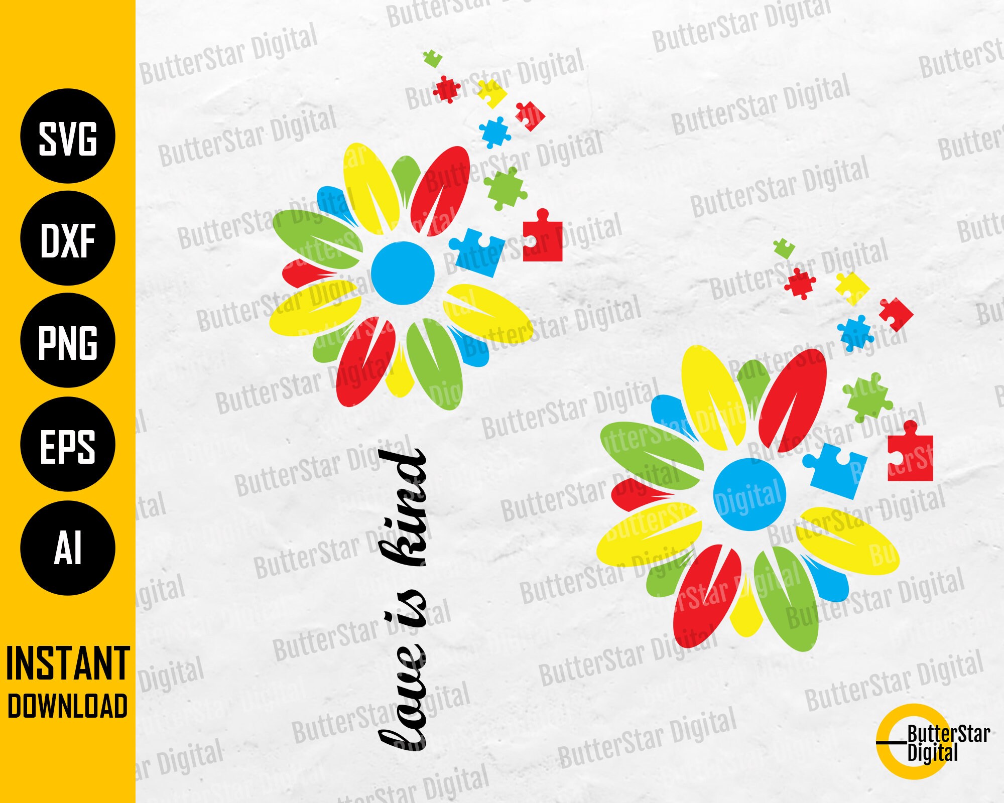 Autism Flower SVG Love Is Kind SVG Autism Awareness SVG | Etsy