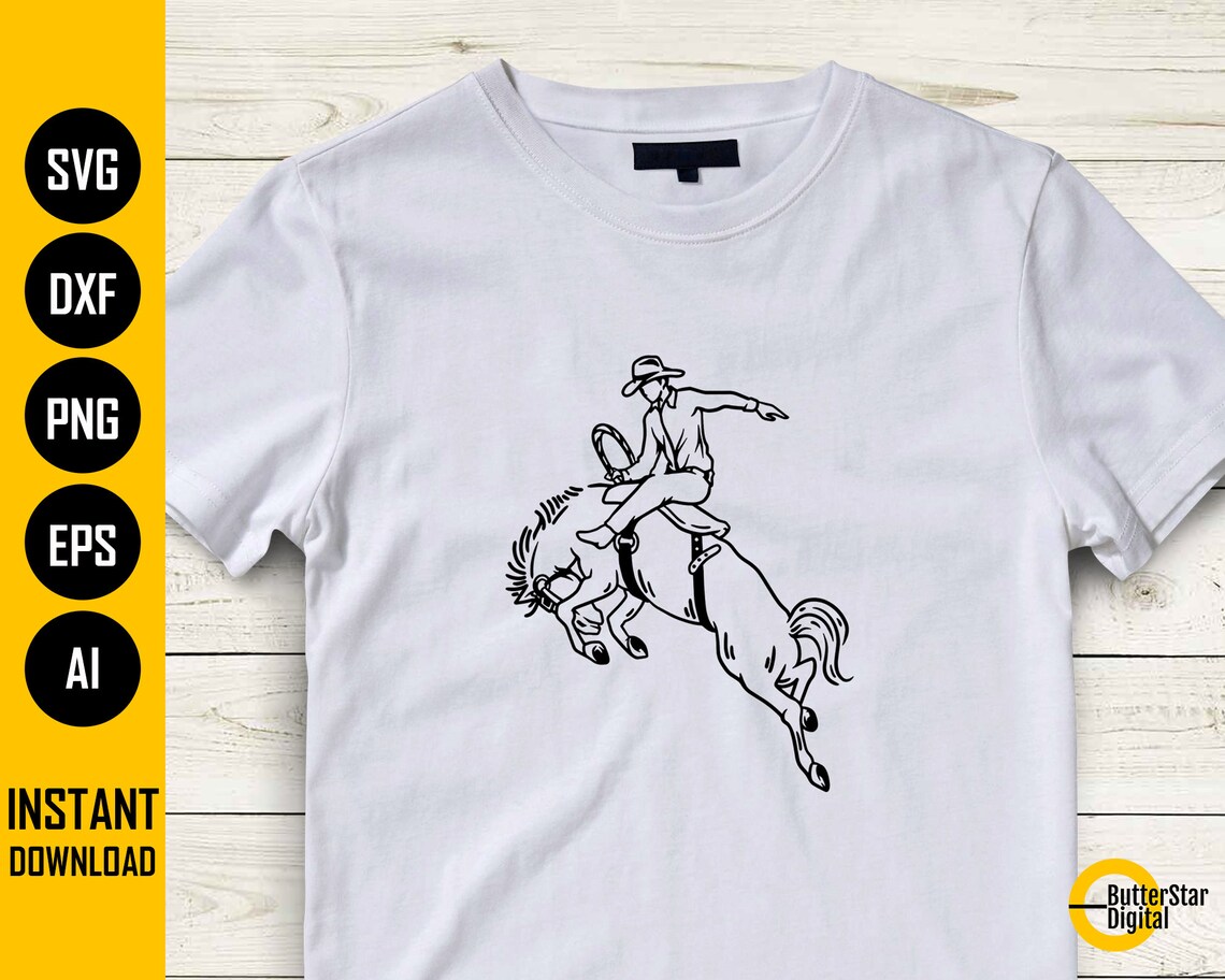 Rodeo Cowboy SVG Western T-shirt Decal Vinyl Stencil | Etsy