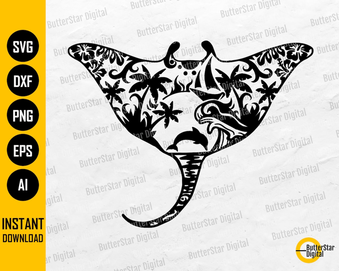 Tropical Manta Ray SVG | Summer Vibes SVG | Cute Beach T-shirt Vinyl ...