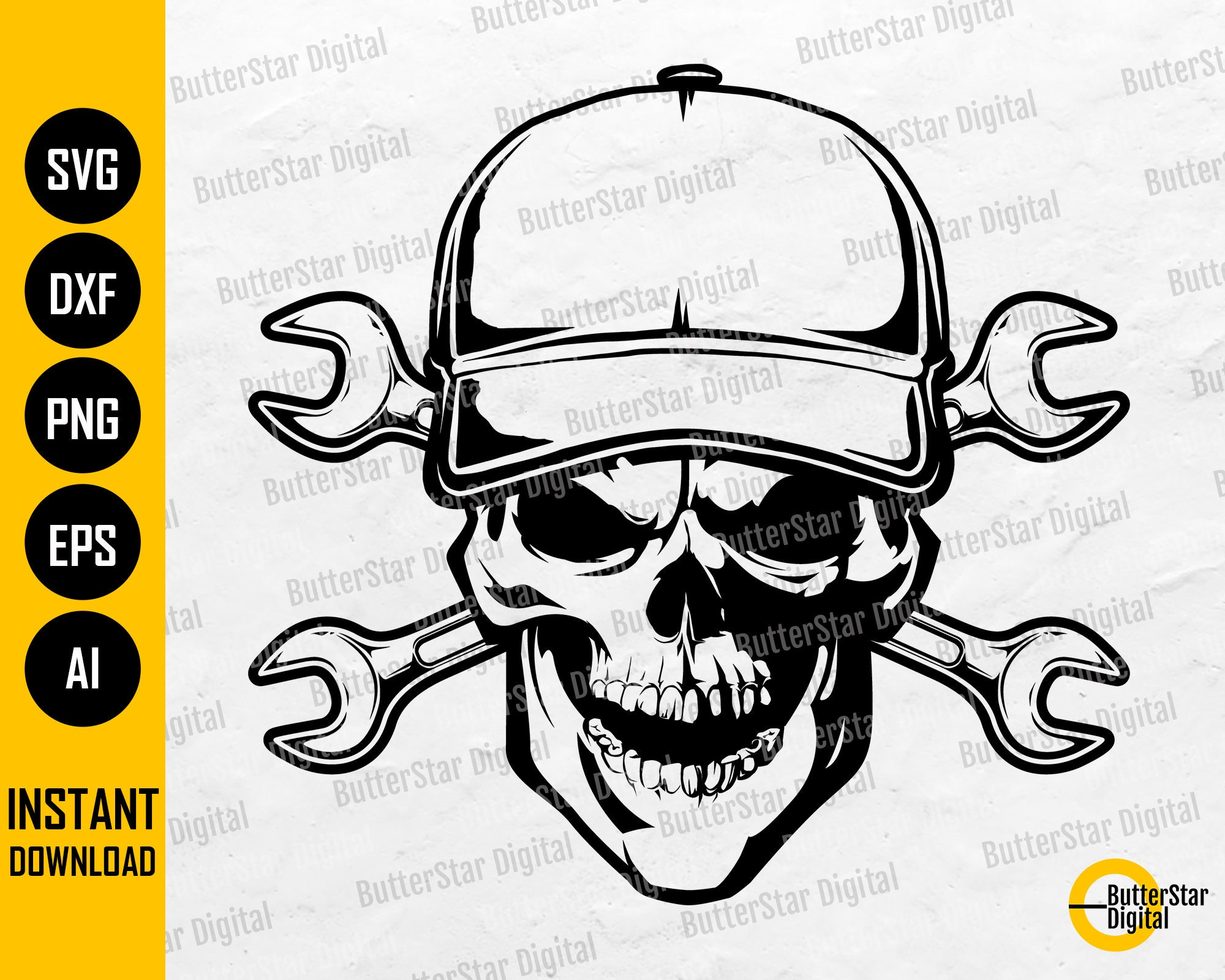 Mechanic Skull SVG Crossbones SVG Engine Auto Car Shop - Etsy