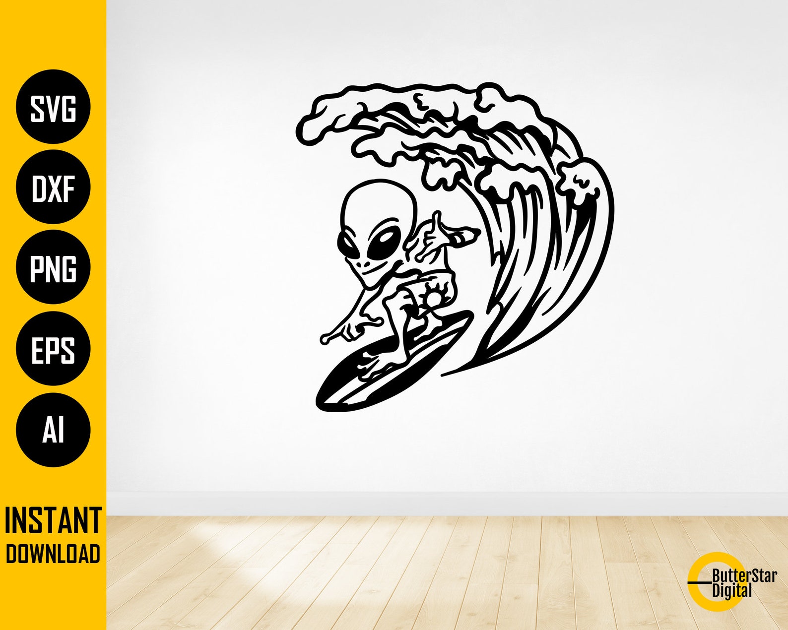 Alien Surfing SVG Surfer SVG Surf Waves Fun Hawaiian Sea Ocean ...