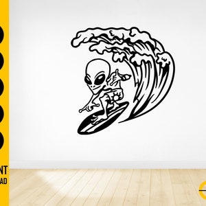 Alien Surfing SVG | Surfer SVG | Surf Waves Fun Hawaiian Sea Ocean ...