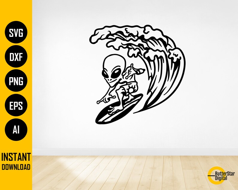 Alien Surfing SVG Surfer SVG Surf Waves Fun Hawaiian Sea - Etsy