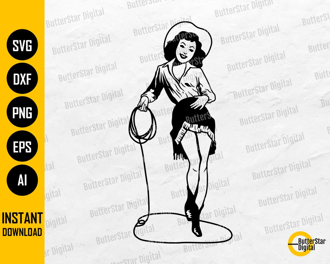 Cowgirl With Lasso SVG Cowboy SVG Western Decals T-shirt Vinyl Vector ...