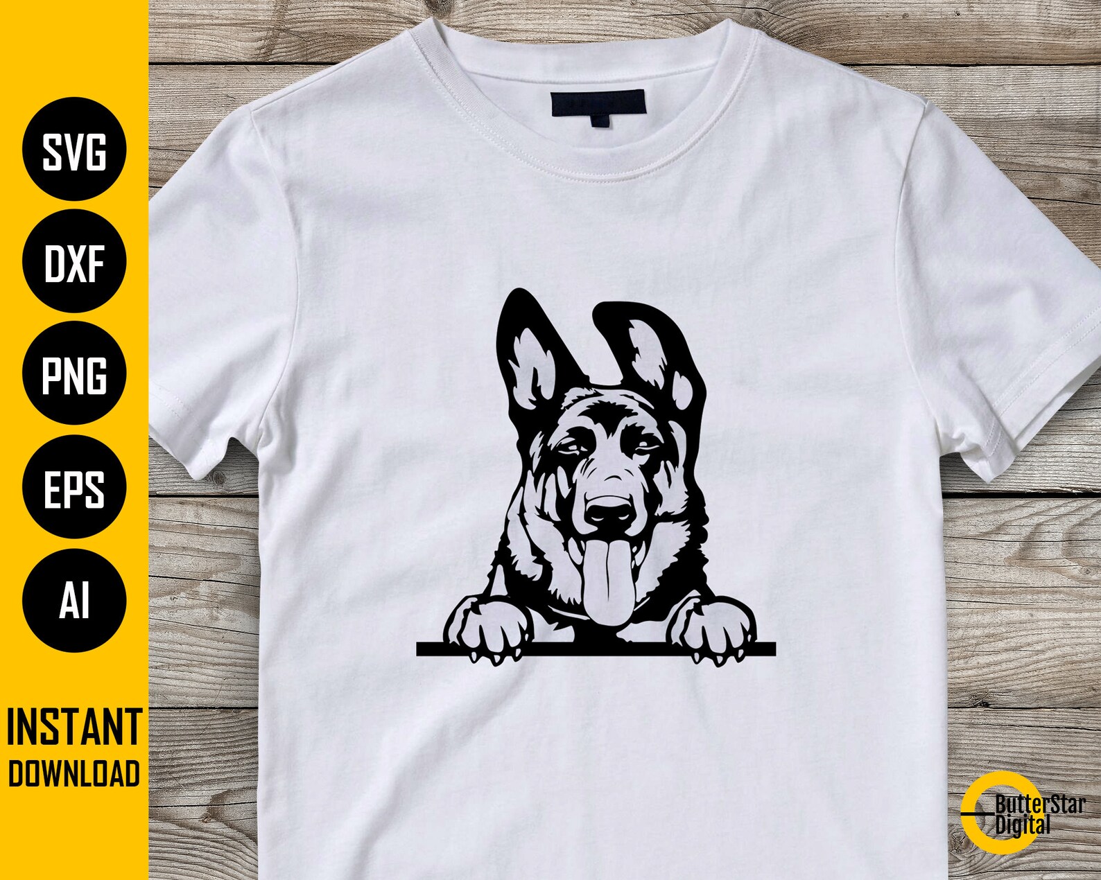 German Shepherd SVG K-9 Police Dog Canine Illustration Drawing Decal ...