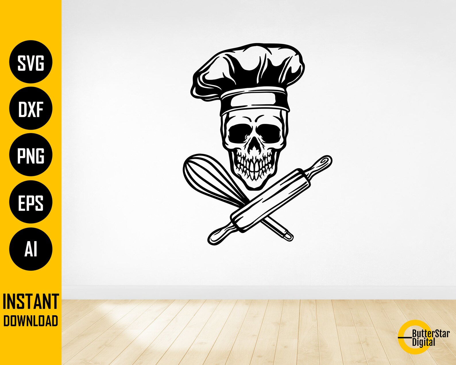 Baker Crossbones SVG | Rolling Pin Bake Cake Pastries Pastry Chef Cook ...