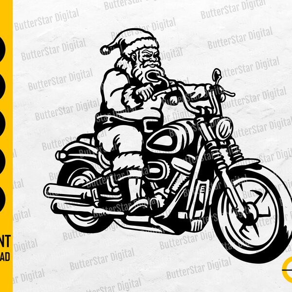 Santa Motorcycle Svg - Etsy