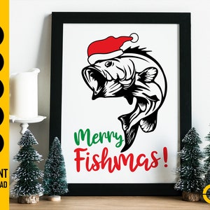 Merry Fishmas SVG | Funny Christmas SVG | Holiday Shirt Gift Card Sign ...