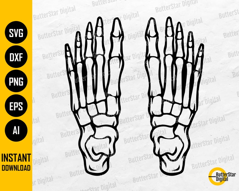 Skeleton Feet SVG | Bones Tattoo Decal T-shirt Sticker Art Graphics ...