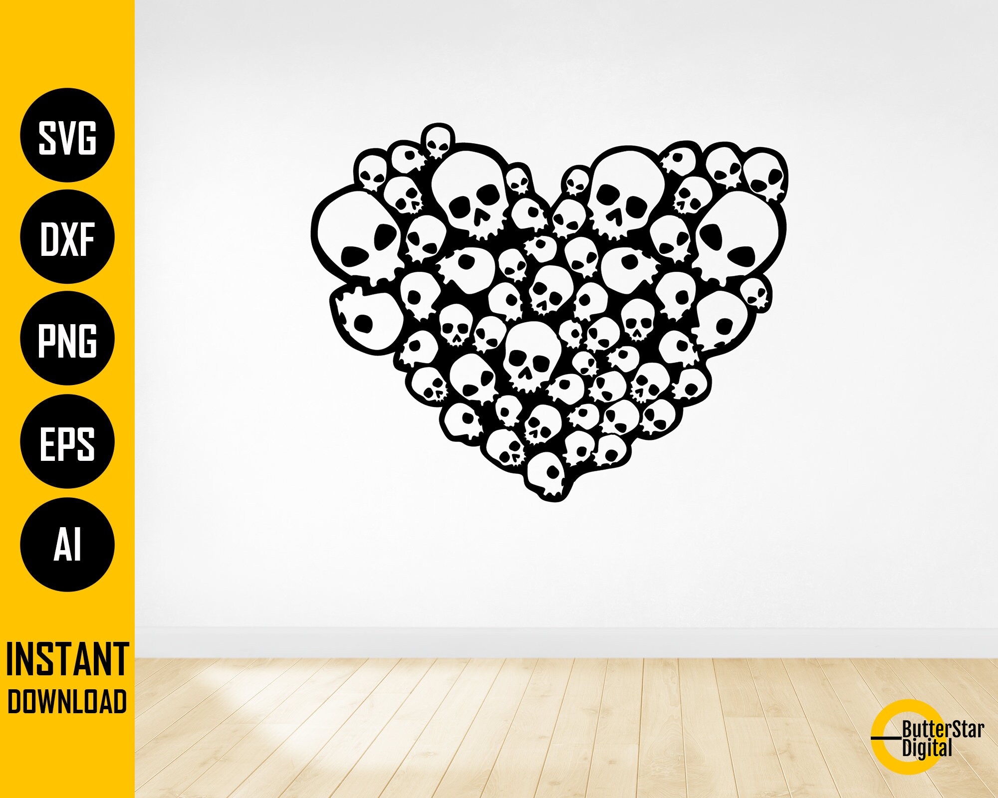 Calaveras Corazón SVG / Huesos SVG / Gráficos de camiseta de - Etsy España