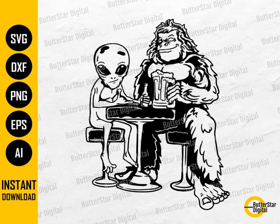 Alien and Bigfoot Drinking Beer SVG Monster T-shirt Decal - Etsy Ireland