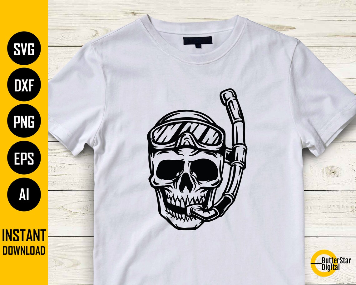Snorkeling Skull SVG | Scuba Diver SVG | Free Diving SVG | Dive ...