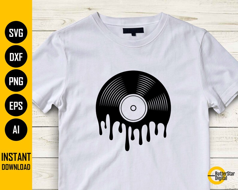 Dripping Vinyl Record SVG | Music SVG | DJ Decal T-shirt Sticker ...